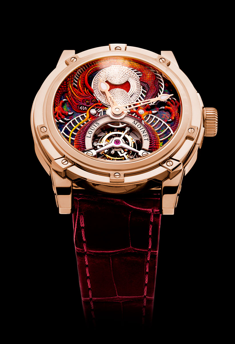 Fire Dragon - One-of-a-kind art watch by Louis Moinet - 18K Red Gold